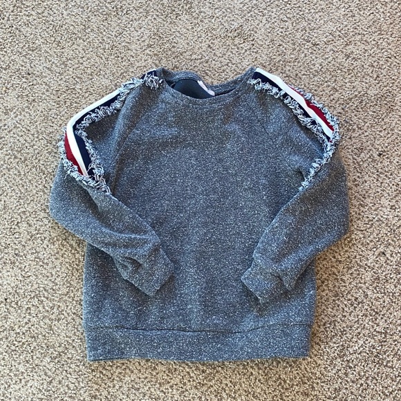THML | Sweaters | Thml Heather Gray Sweater Red White Blue Stripe Small ...